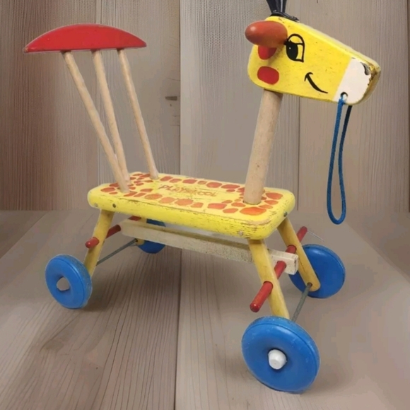 Playskool | Toys | Vtg Playskool Giraffe Tyke Bicycle Rideon Wooden ...